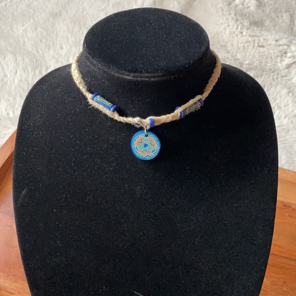 Vintage | Jewelry | Vintage 9s Butterfly Bead Braided Hemp Choker ...